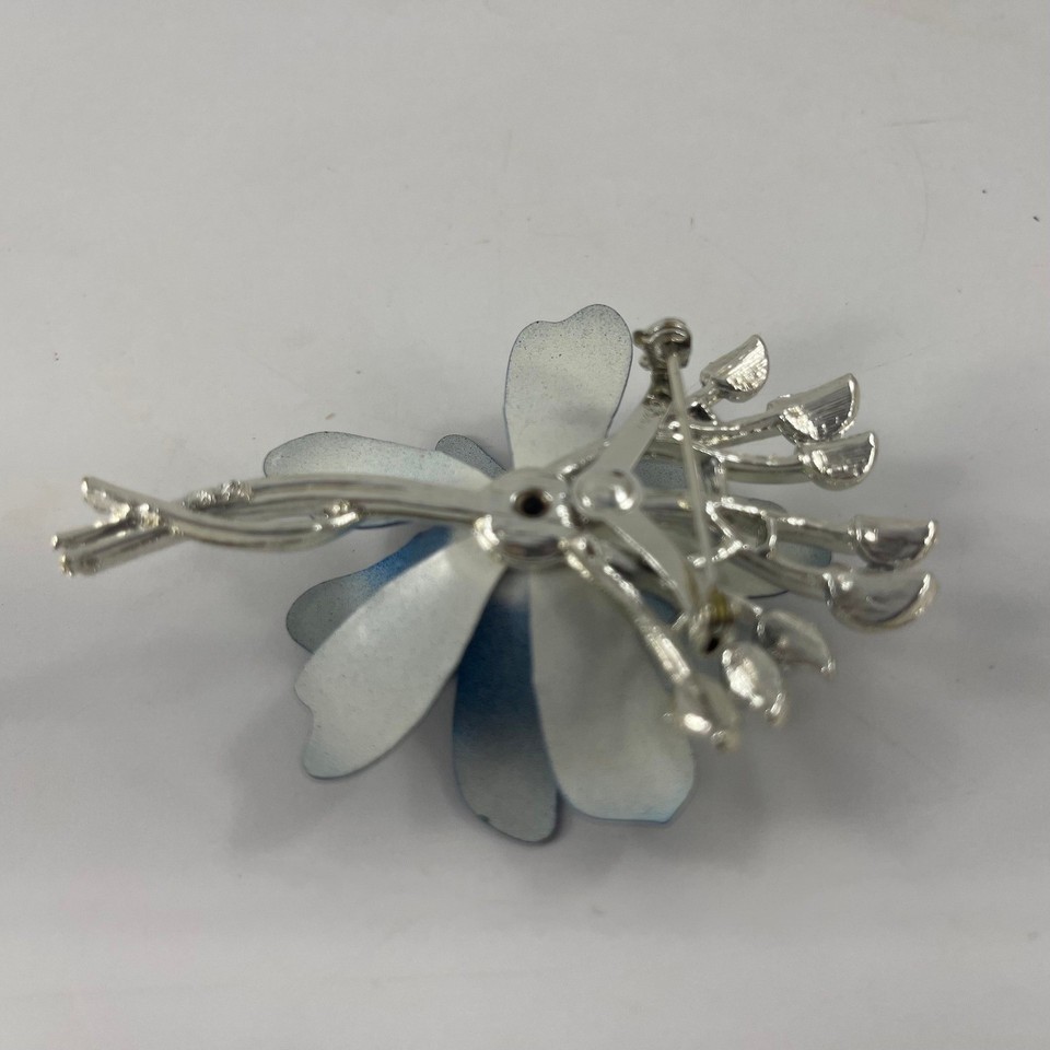 Vintage CORO Enameled Flower Brooch or Pin Blue Silverton | eBay