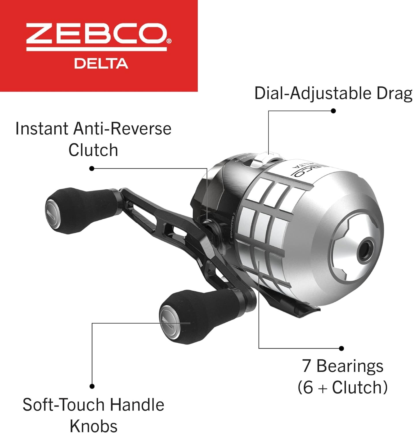 Zebco Delta Spincast Fishing Reel, Instant Anti-Reverse Clutch, 20 ...