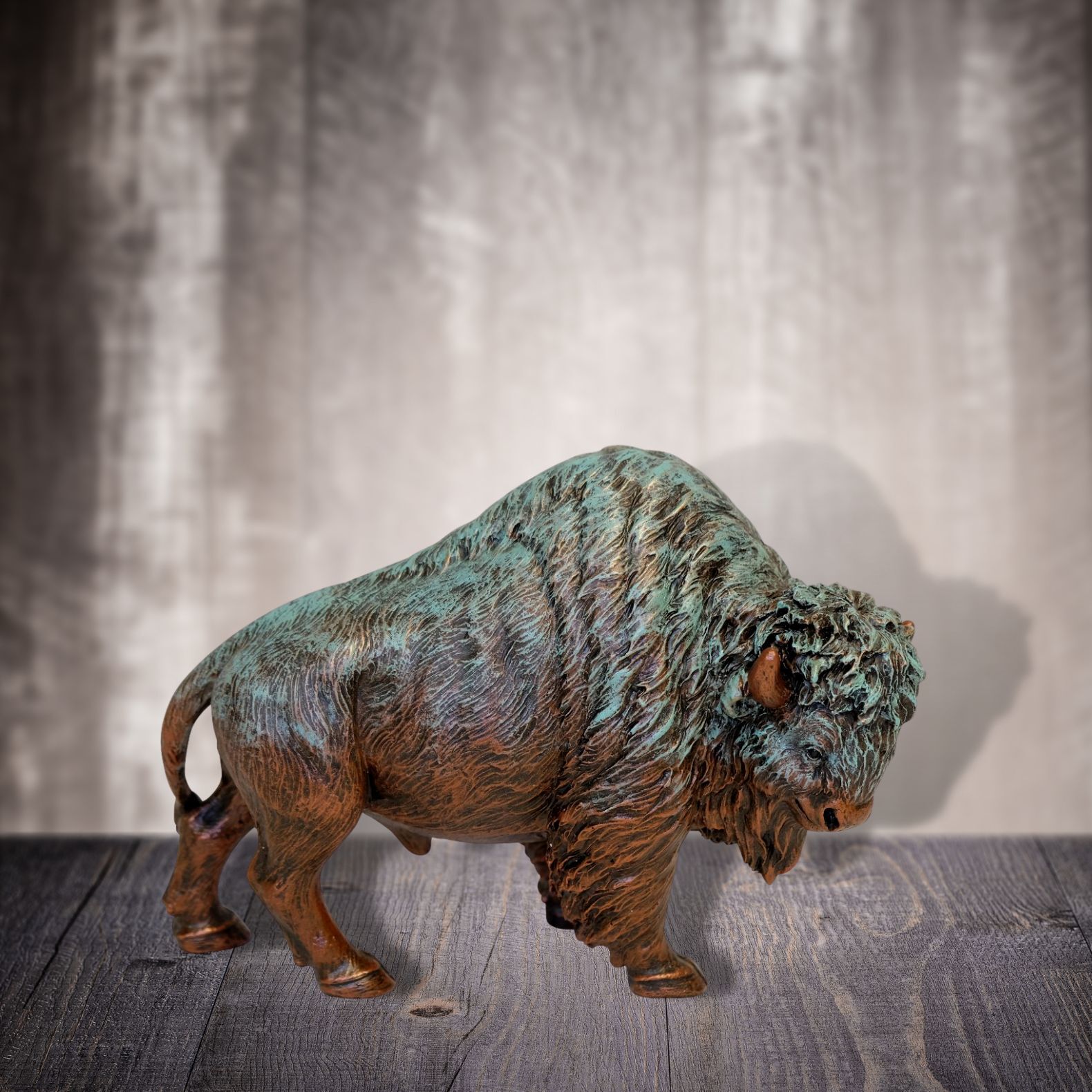 Rustic Resin Bison Statue – Bronze Buffalo Figurine for Home or Office ...