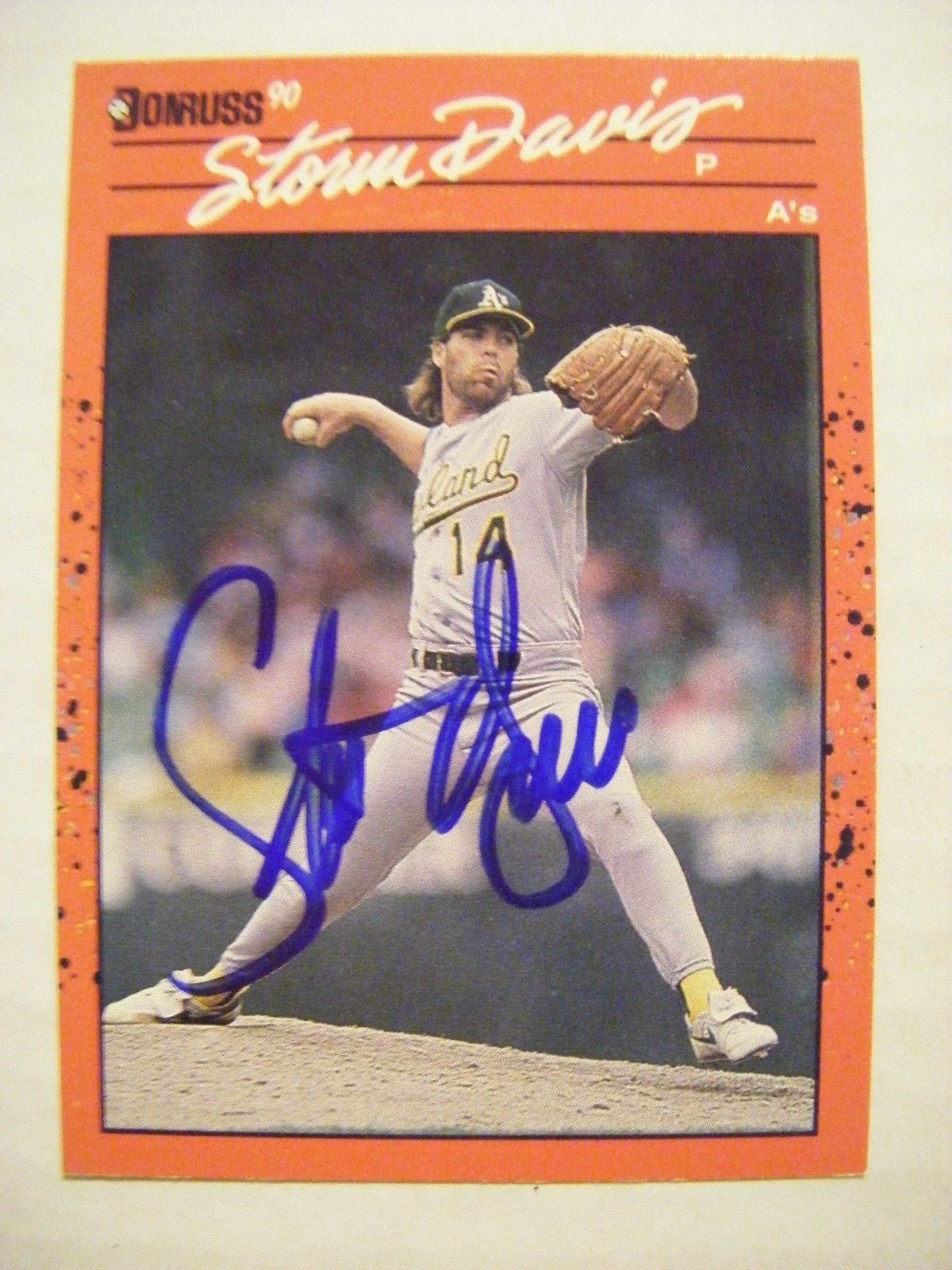 STORM DAVIS signed A's 1990 Donruss baseball card AUTO Autographed ...