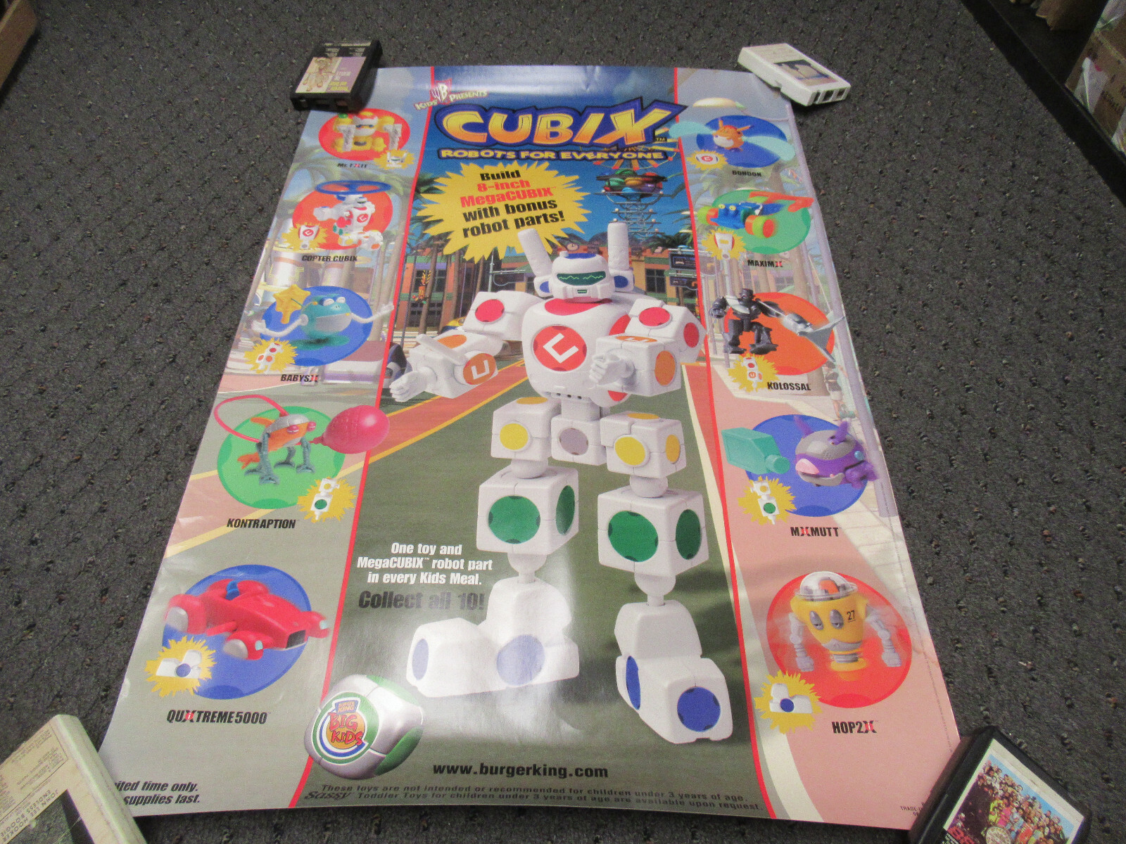 2 X VINTAGE LARGE CARLS JR CUBIX KIDS MEAL TOY POSTER PROMO FAST FOOD | eBay UK