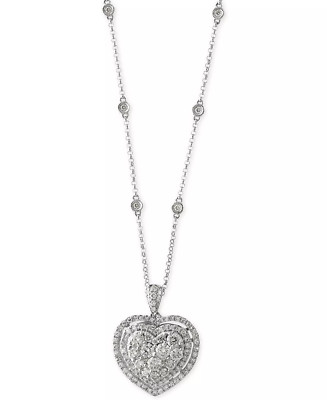 Bouquet by EFFY Diamond Heart Necklace in 14k White Gold | eBay