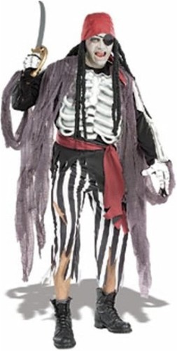 Ghostship Pirate Captain Zombie Skeleton Fancy Dress Up Halloween Adult ...
