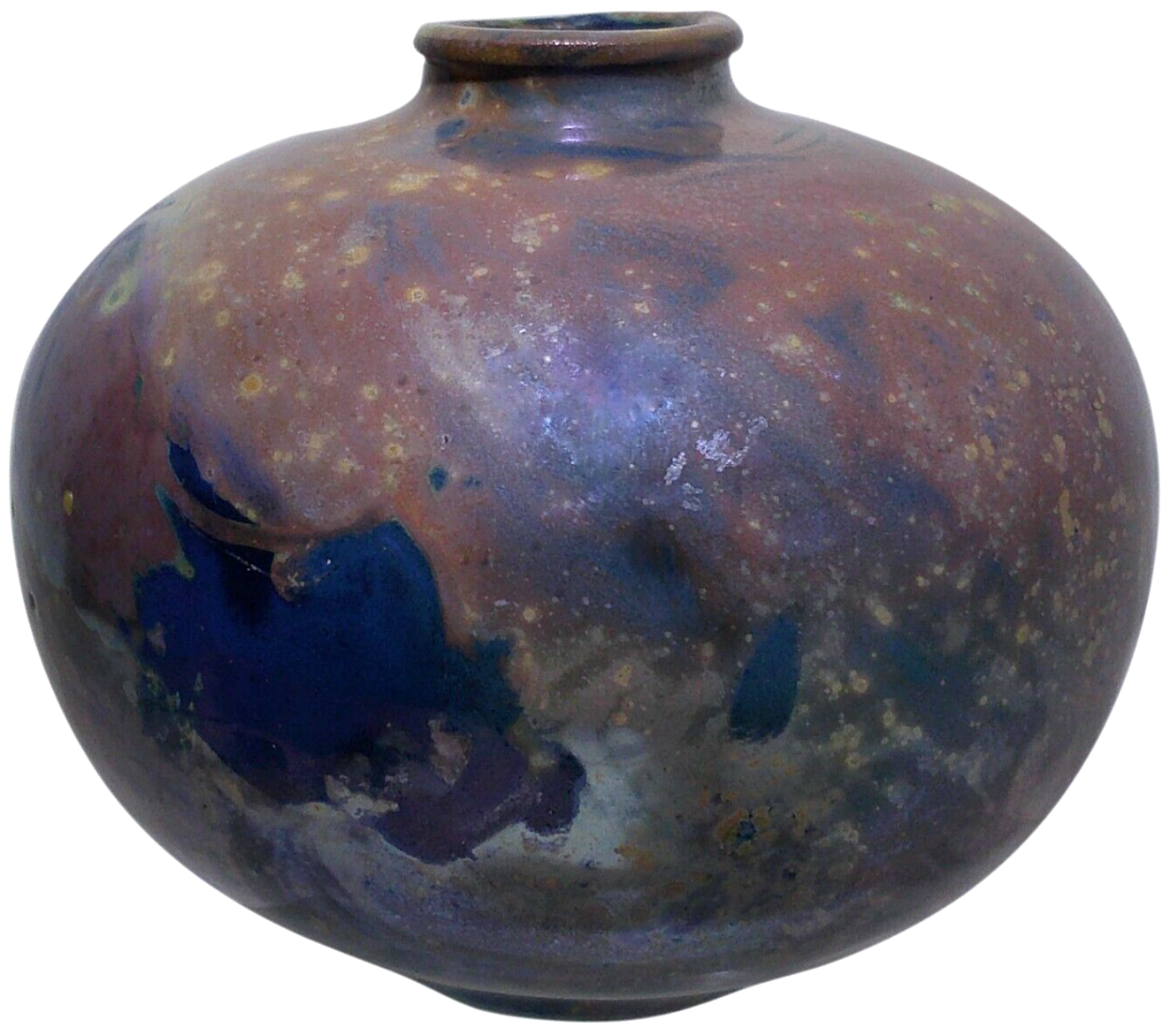 MID-20TH C VINT SGND MODERNIST WHL-THRWN, HND DEC W/VARIEGATED GLAZE SM ...