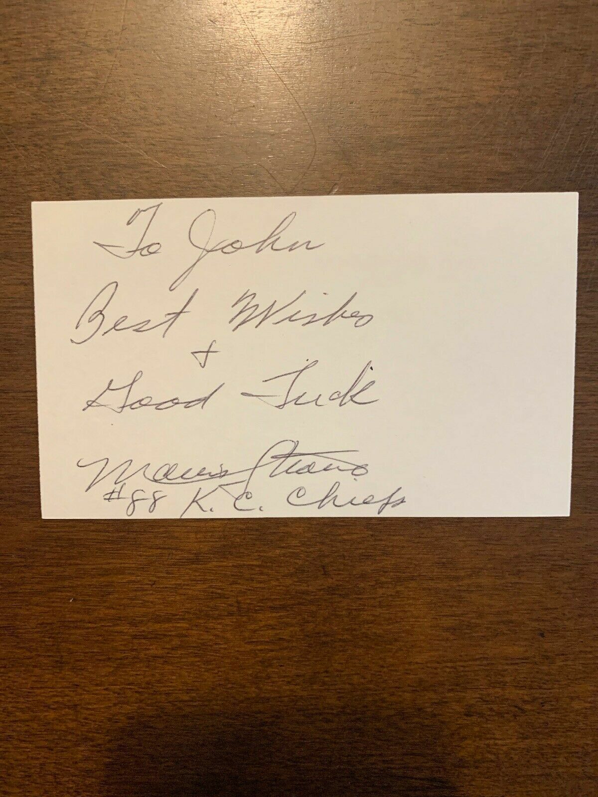 MORRIS STROUD - CHIEFS FOOTBALL - AUTHENTIC AUTOGRAPH SIGNED INDEX ...