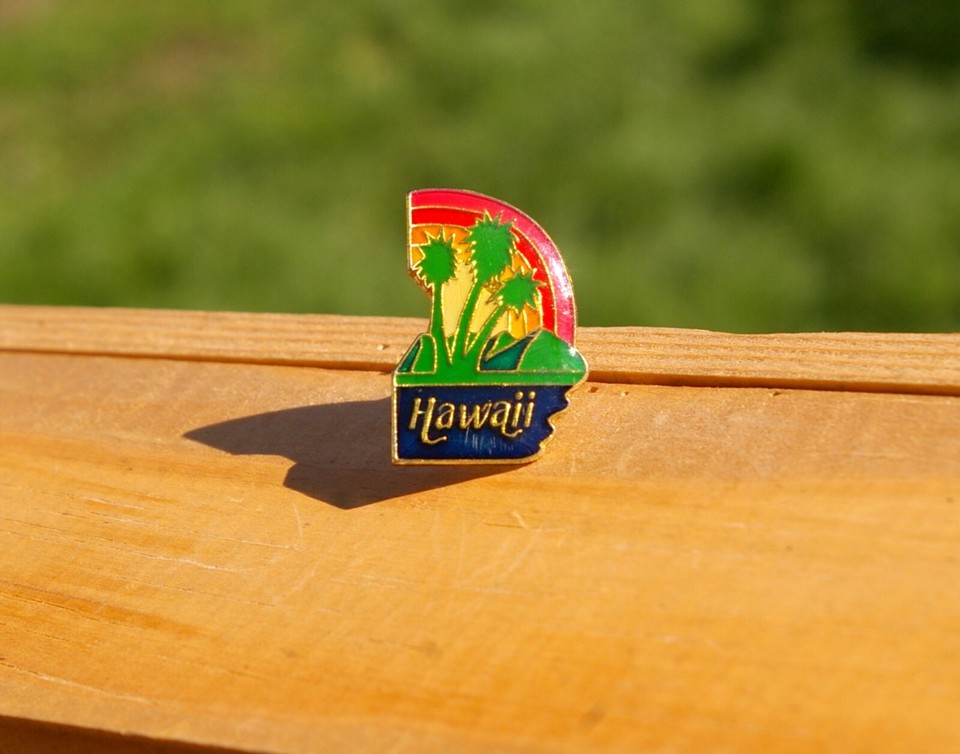 Hawaii Gold Tone Metal & Enamel Lapel Pin Pinback | eBay