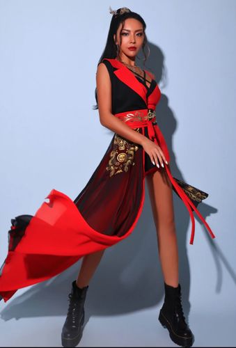 Chinese Style Jazz Dance Red Outfit Hip Hop Street Dance Festival ...