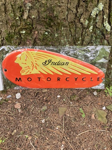 *SEALED* VINTAGE 16” INDIAN MOTORCYCLE SIGN CAR GAS OIL TRUCK GASOLINE ...