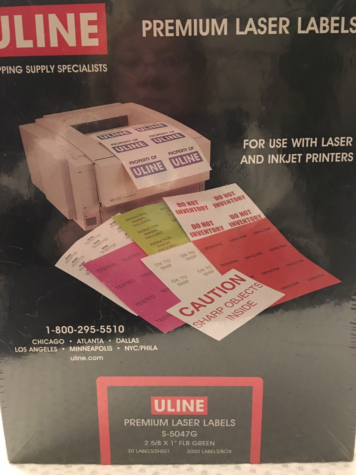 ULINE S-5047G Premium 3000 Green Self-Stick 2 5/8 X 1” Laser Mailing ...