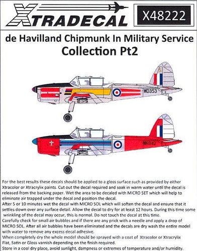 Xtra Decals 1/48 de HAVILLAND CHIPMUNK IN MILITARY SERVICE COLLECTION ...