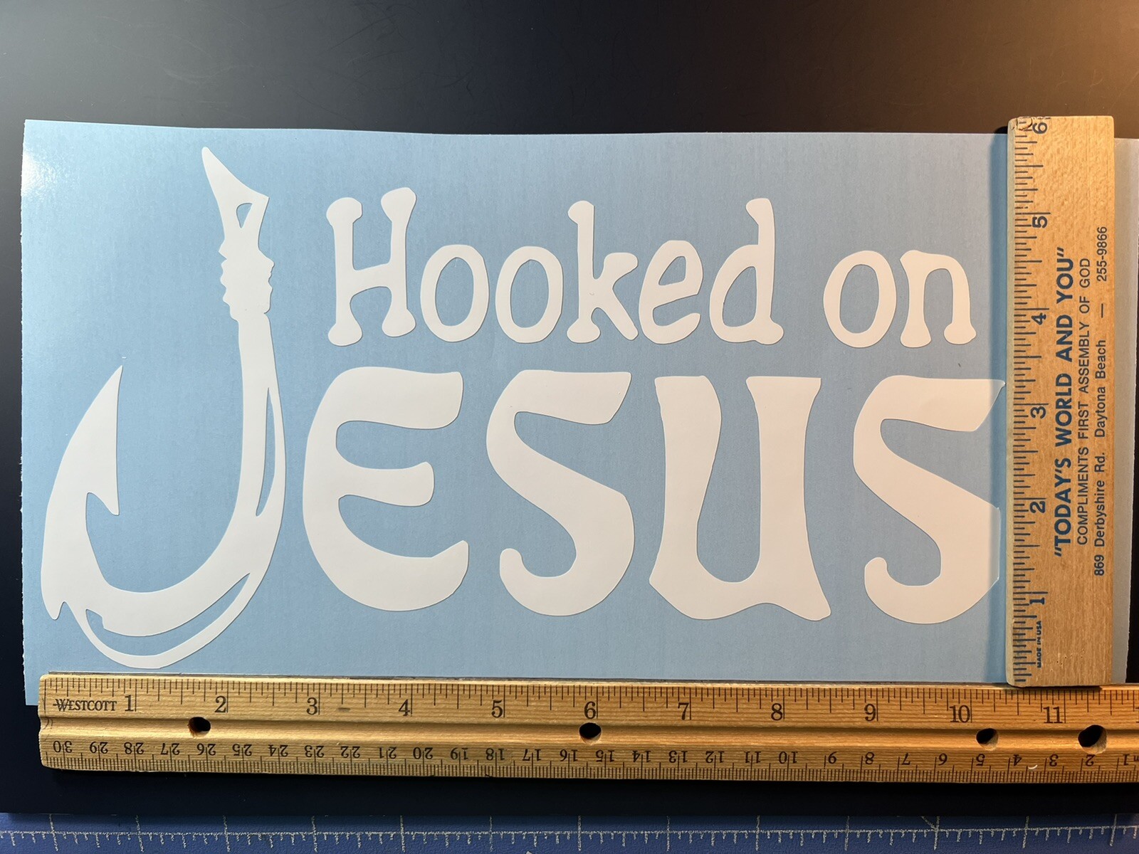 Hooked On Jesus White Vinyl Car Decal Sticker | eBay