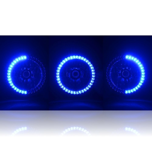 7" Halogen Blue Split LED Halo Ring Angel Eye Headlight Headlamp Light ...