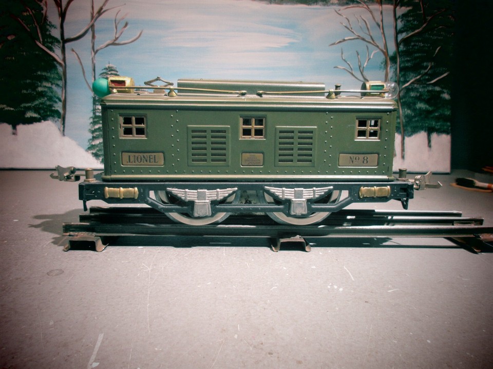 Lionel 8E locomotive olive drab RESTORED TESTED RUNS +a manual reverse ...