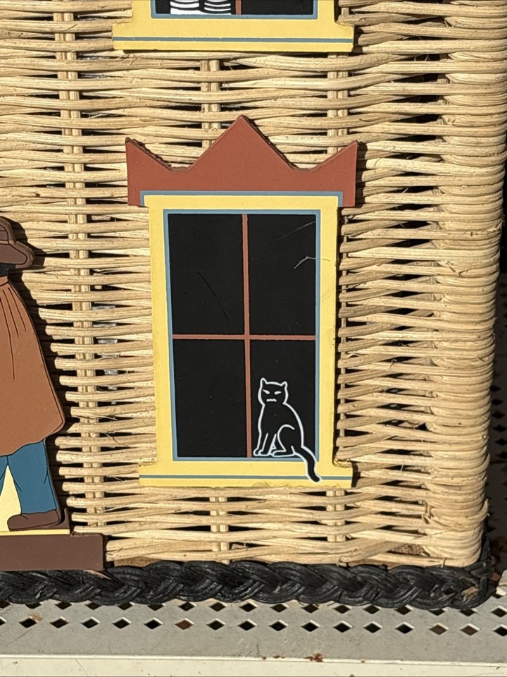 Vintage Wicker Halloween Hamper Haunted House VHTF Toy Storage Witch ...