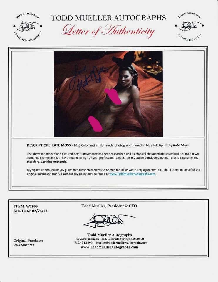 KATE MOSS AUTOGRAPH UNCENSORED 8X10 PLAYBOY PHOTO MODEL W/COA | eBay