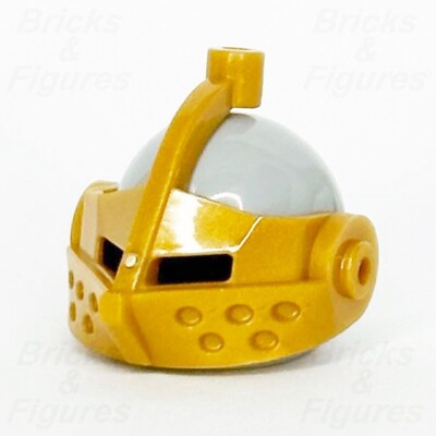 LEGO® Castle Knight Bascinet Helmet Minifigure Part Gold Visor Grey ...