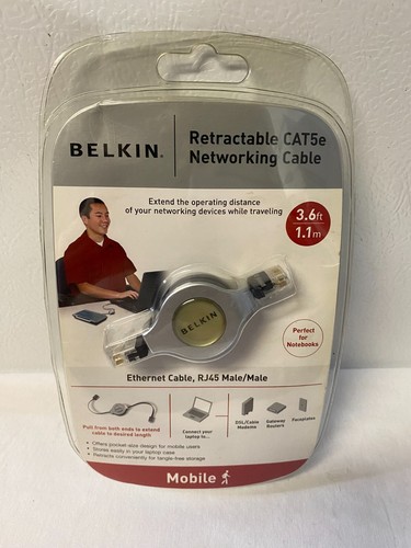 Belkin Retractable CAT5e Networking Cable, RJ45 Male/Male, NEW ...