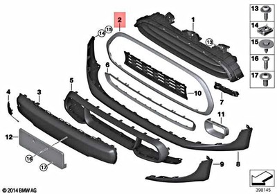 Genuine MIN F55 F56 Front Bumper Vent Grille Chrome Trim OEM ...