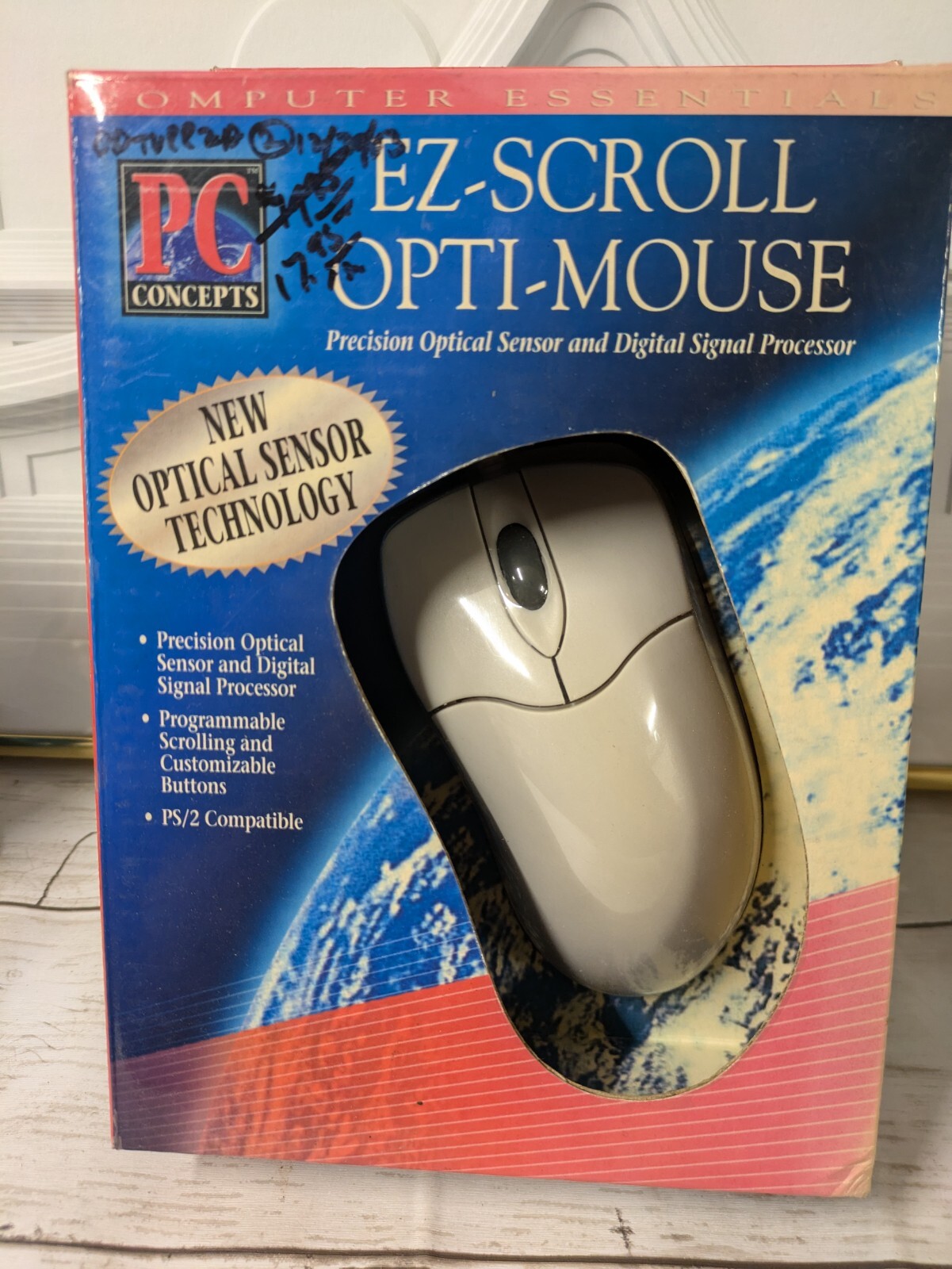PC Concepts EZ-Scroll Opti-Mouse Optical Sensor PS/2 Compatible New ...