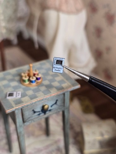 Vintage Artisan Miniature Dollhouse David Edwards Blue REAL Sewing ...