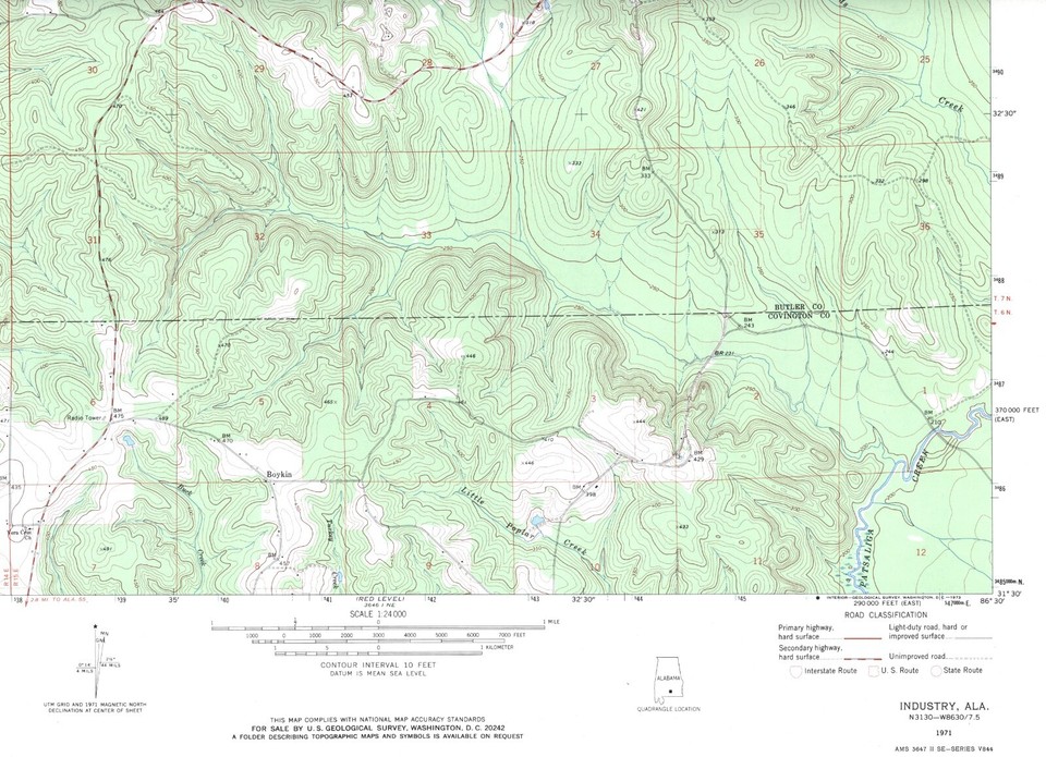 Industry Quadrangle Alabama 1971 USGS Topo Map 7.5 Minute Topographic ...