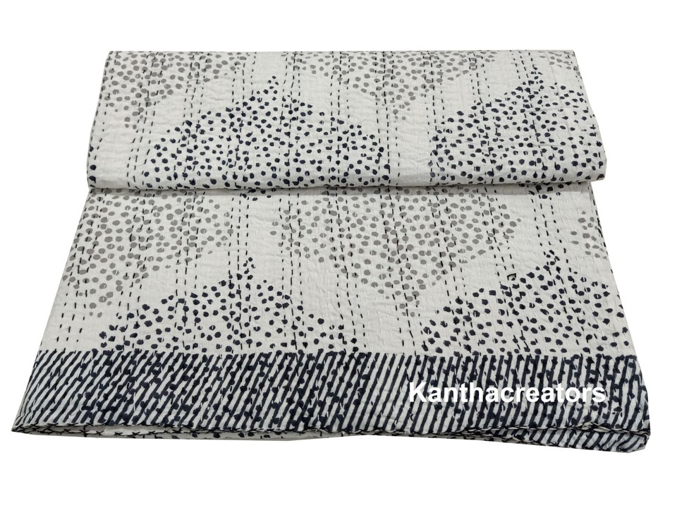 Indian Cotton Kantha Quilt Handmade Winter Rajai King Size Reversible ...