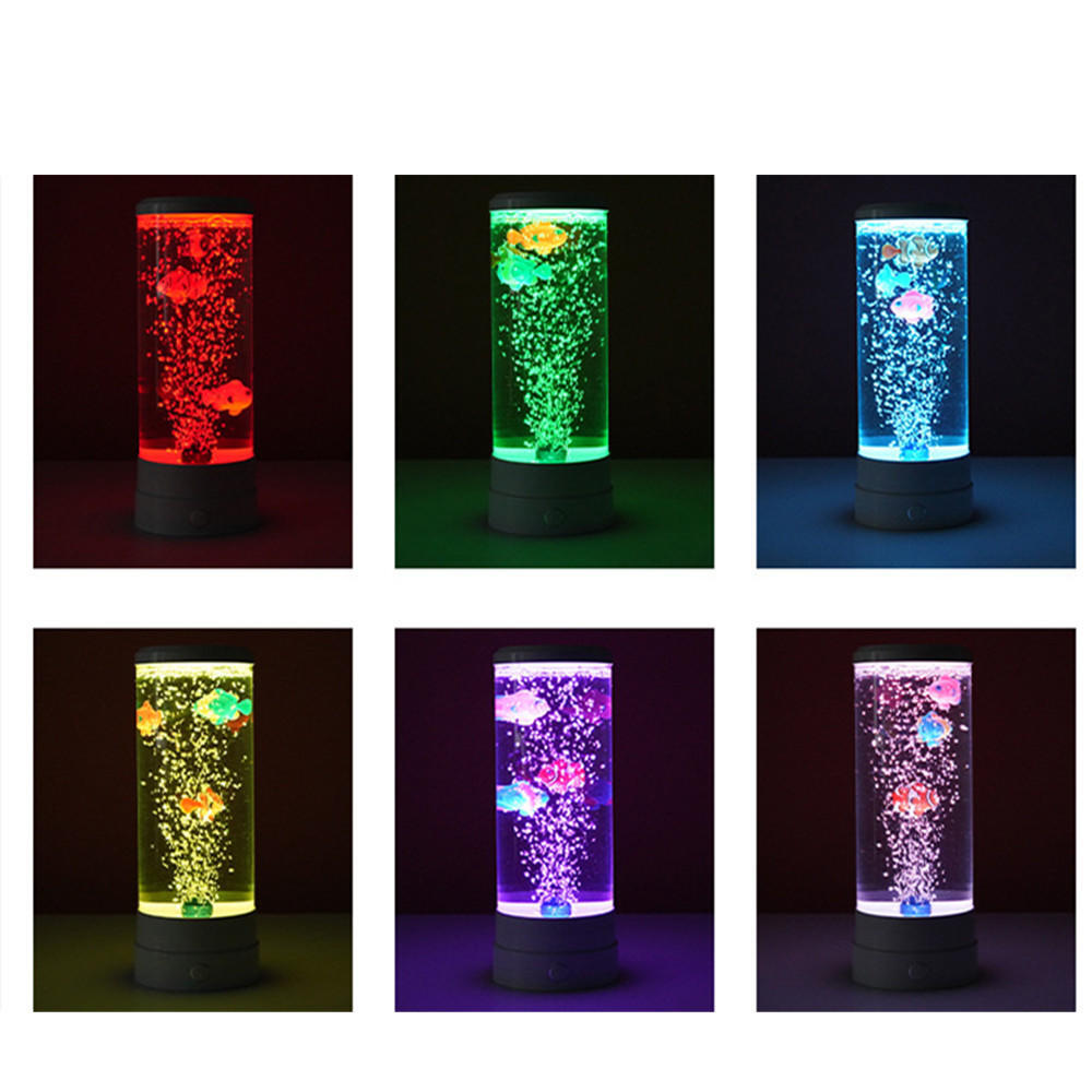 USB Colorful Bubble Fish Lamp Bedroom LED Night Light Color Changing ...
