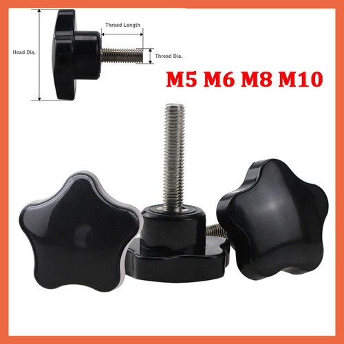 Knob Thumb Screws Carbon Steel Star Shaped Head Knobs Grips Bolts M5 M6 ...