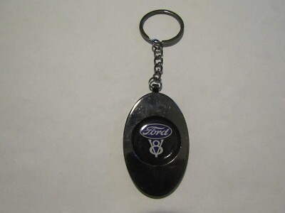 1930's - 1950's FORD V8 ENGINE V8 OVAL FORD LOGO KEYCHAIN KEYRING BLACK ...