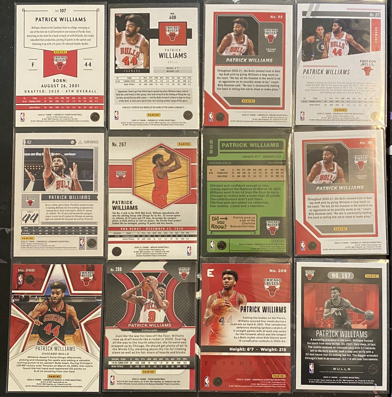 PATRICK WILLIAMS 12 CARD ROOKIE LOT! PRIZM MOSAIC! BULLS! FSU!! 🔥🔥🔥 | eBay
