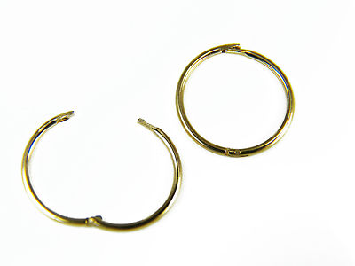 9ct SOLID Wire Gold Hinged Hoop Sleeper Earrings,12mm QUALITY SOLID ...