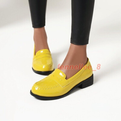 Women Flat Heels Comfort Pumps Round Toe Pumps College Loafer Faux ...