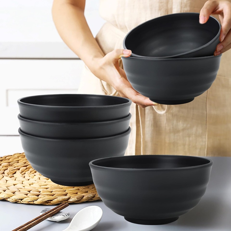 Wheat Straw Bowls Large Unbreakable Salad Bowls 60 OZ Set of 6 ...