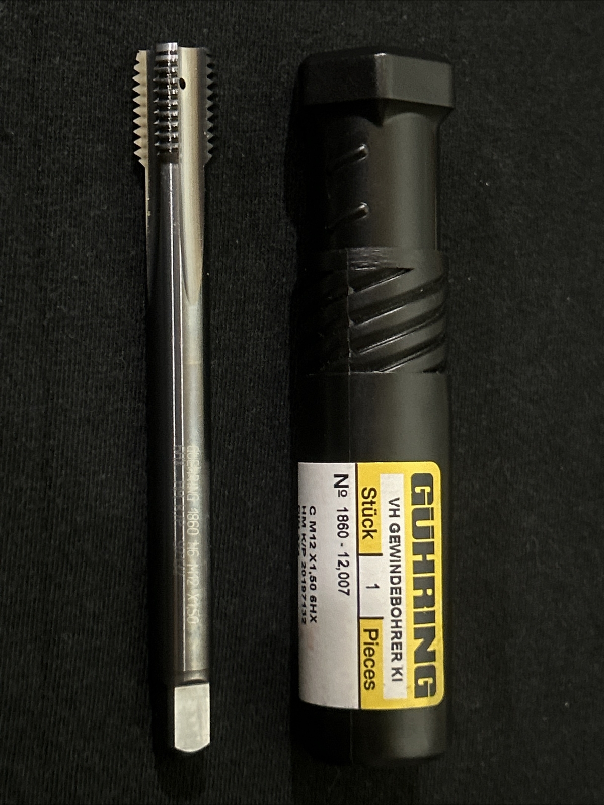 Guhring M12x1.5 6HX Solid Carbide Oil Hole Plug Tap Axial Thru Coolant ...