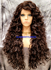 LACE FRONT FULL WIG LONG SPIRAL CURL LAYERED SIDE PART MEDIUM BROWN #4 ...
