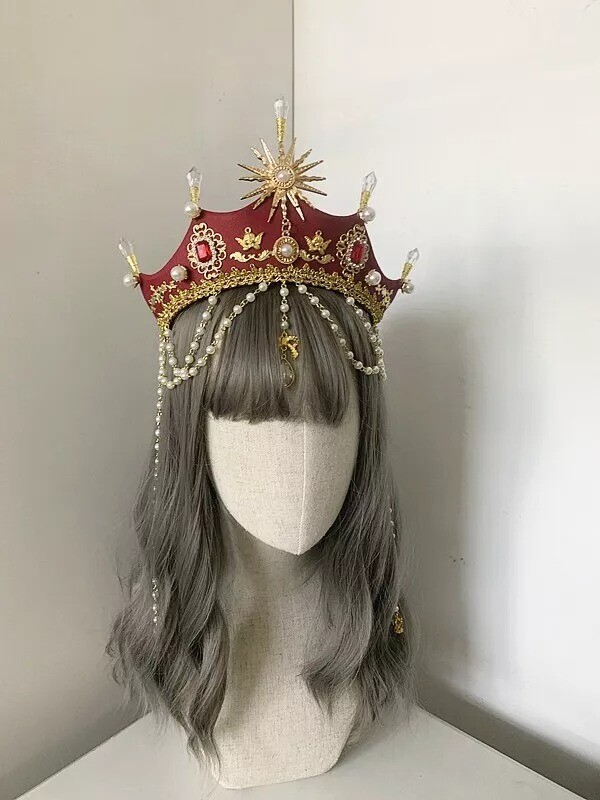 Renaissance Women Tudor Headpiece Royal French Hood Coronet Beads Chain ...