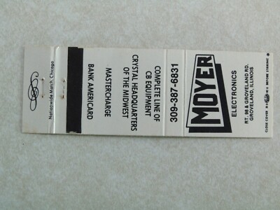 AR162 Vintage Matchbook Cover Moyer Electronics Advertisement Groveland Illinois | eBay