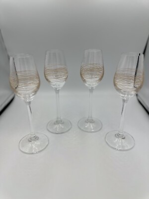 Joy Jolt Golden Royale 2 oz Crystal Stemmed Shot Cordial Glasses Set ...