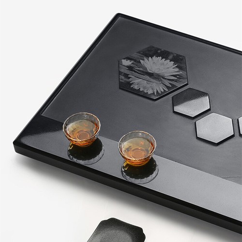 rectangle serving tray black stone tea tray weighted tea boat water ...