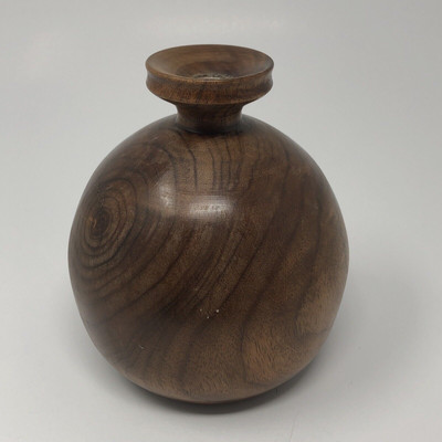 Turned Wood Oil Lamp Weed Pot Vase Handmade Signed 5 1/2" | eBay