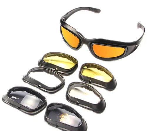 4-Lens Wind Proof Padded Tactical Military Motorcycle Riding Glasses ...