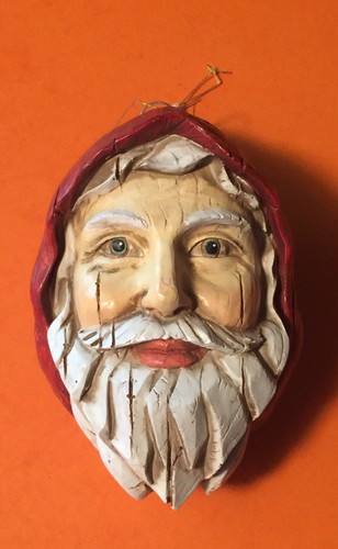 Vintage Hand Carved And Painted Resin Santa Father Christmas Tree ...