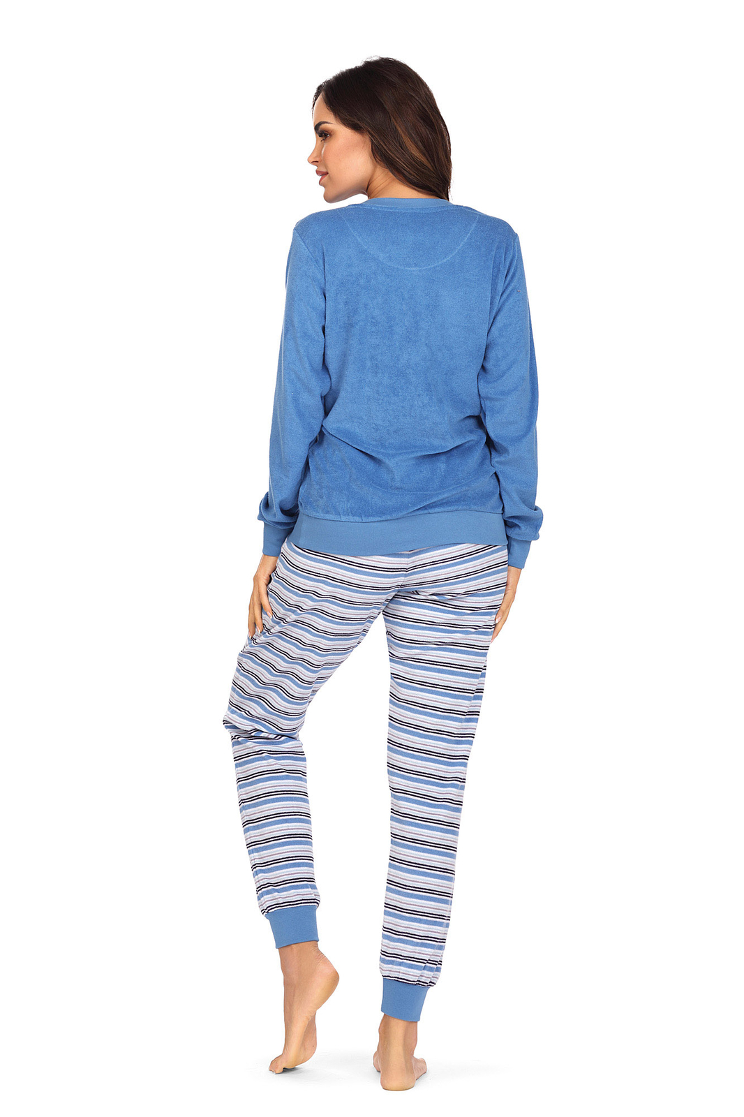 COMTESSA Damen Schlafanzug 2-teilig Pyjama Frotte Cotton Knopfleiste ...