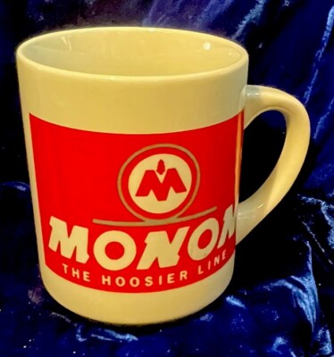Monon Railroad Coffee Cup.New- The Hoosier Line. Red Square Logo White ...