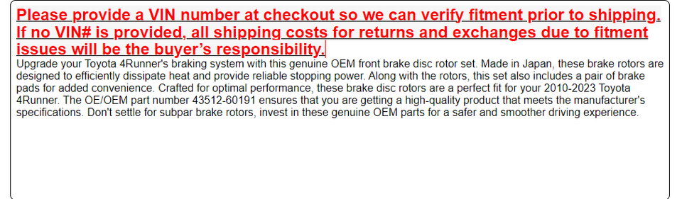 2010-2023 TOYOTA 4RUNNER X2 FRONT BRAKE ROTORS GENUINE OEM PART 43512 ...