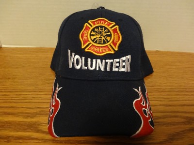 Fire Department Baseball Cap Volunteer with Log and Flames | eBay