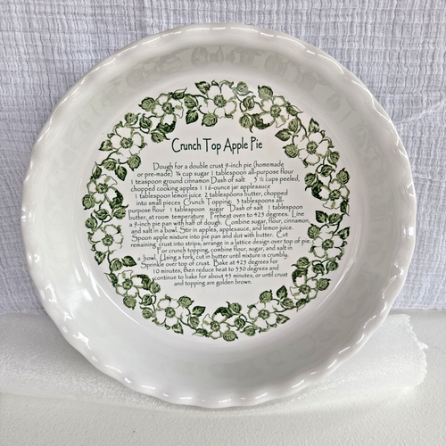 Paula Deen 9" Scalloped Edge Deep Dish Pie Plate w/Apple Pie Recipe ...