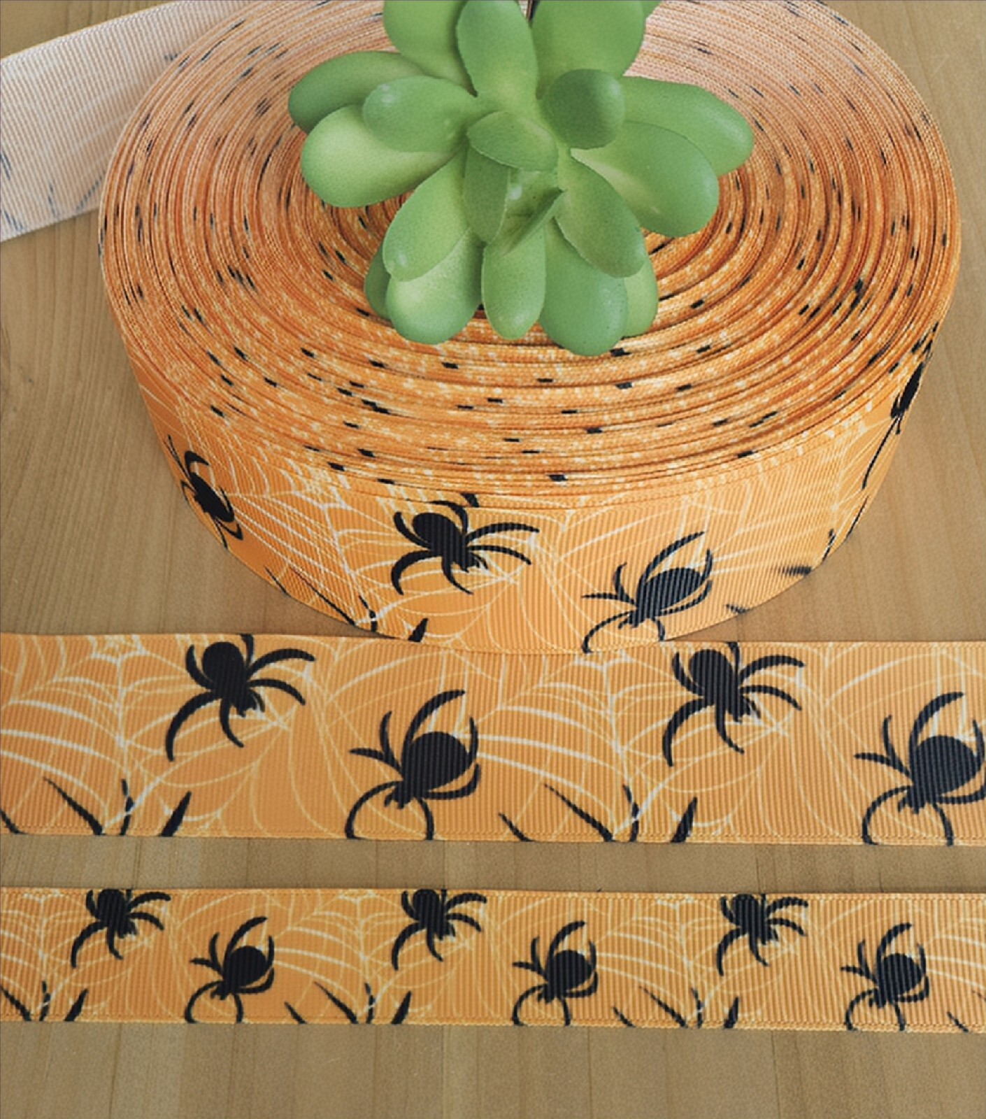 7/8 & 1.5" (1 YD) Spider Web Grosgrain Ribbon Spooky Spiders Spiderweb ...