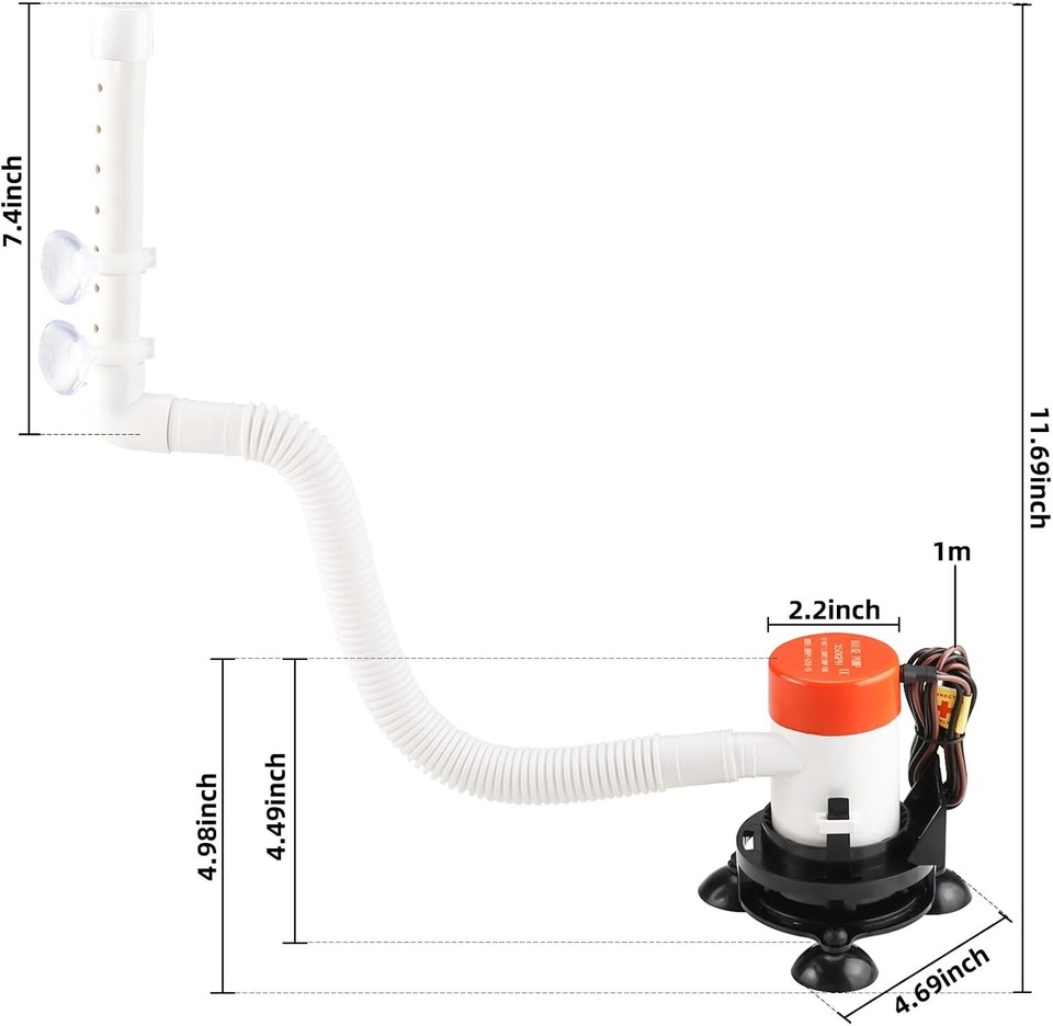 Portable Livewell Aeration Pump System Pump Aerator 350GPH Boats ...
