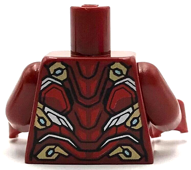 Lego New Dark Red Minifigure Torso Armor Metallic Blue Arc Red Panels ...